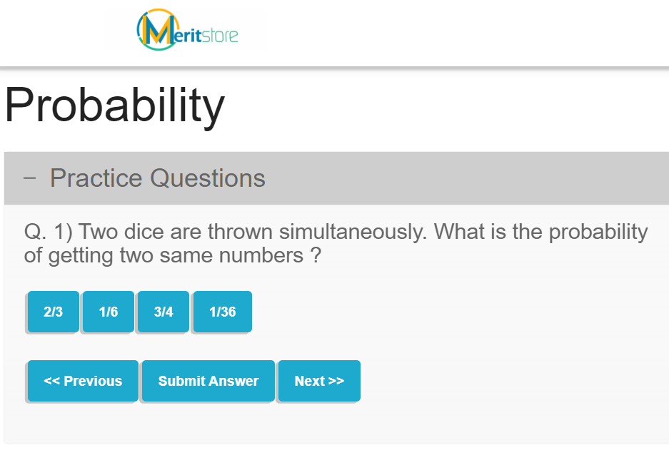 Probability - Topic for Quantitative Aptitude Test - Meritstore